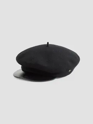 Valentino Garavani Vlogo Signature Wool Cap With Leather Visor