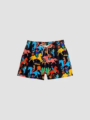 ARRELS BARCELONA Cowboy Printed Drawstring Swim Shorts - Black