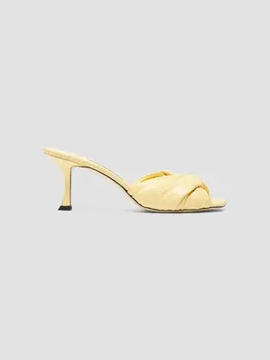 JIMMY CHOO Skye 70mm Twisted Textured Leather Mules - Corn