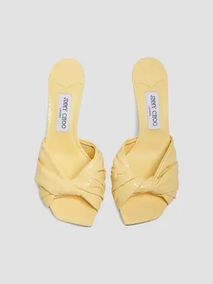 JIMMY CHOO Skye 70mm Twisted Textured Leather Mules - Corn