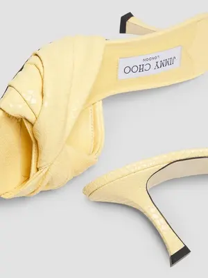 JIMMY CHOO Skye 70mm Twisted Textured Leather Mules - Corn
