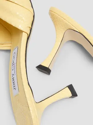 JIMMY CHOO Skye 70mm Twisted Textured Leather Mules - Corn