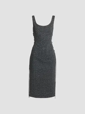 Alexander McQueen Speckled Wool Lacing Midi Dress