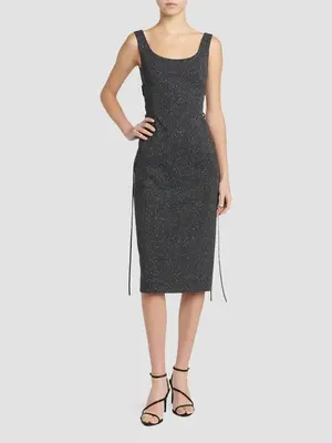 Alexander McQueen Speckled Wool Lacing Midi Dress