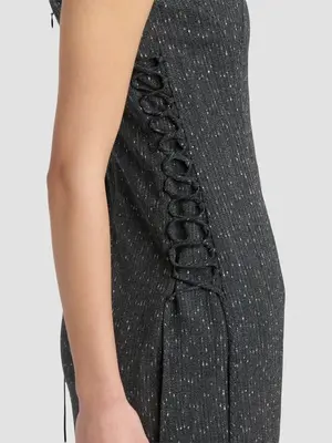Alexander McQueen Speckled Wool Lacing Midi Dress