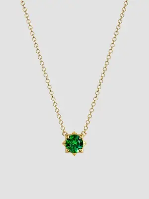 David Yurman Petite Pavé Pendant Necklace In 18k Yellow Gold Tsavorite