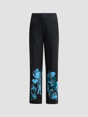 Ming Wang Petite Floral Jacquard Straight-leg Pants