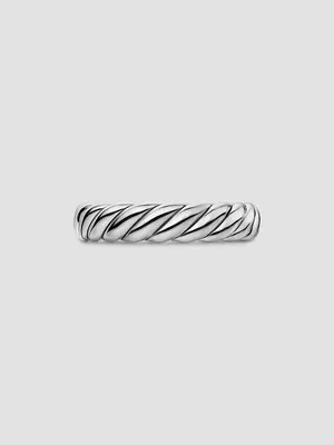 David Yurman Sculpted Cable Band Ring In Sterling 4.6mm