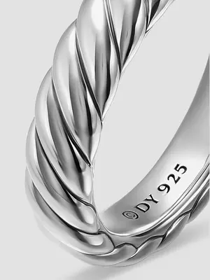 David Yurman Sculpted Cable Band Ring In Sterling 4.6mm