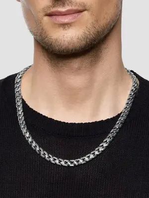 David Yurman Curb Chain Angular Link Necklace In Sterling 8.7mm