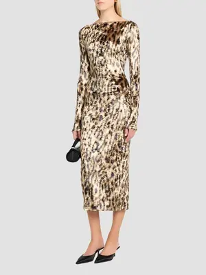 Lapointe Velvet Boatneck Midi Dress