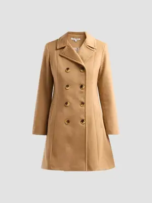 Sofia Cashmere Cashmere Double-breasted Peacoat - Camel