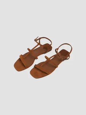 JIMMY CHOO Gwyn Suede T-strap Flat Sandals