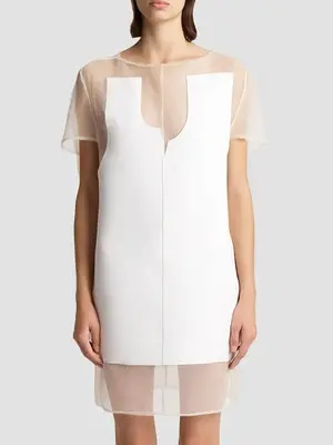 Khaite Winona Layered Shift Mini Dress - Chalk