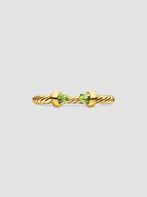 David Yurman Micro Cablespira Flex Open Ring In 18k Yellow Gold - Peridot