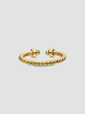 David Yurman Micro Cablespira Flex Open Ring In 18k Yellow Gold - Peridot