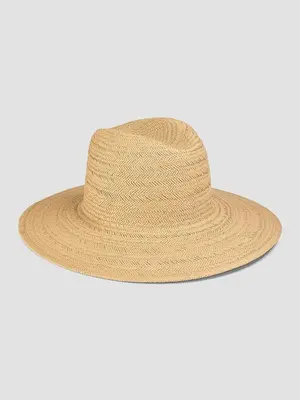 Vince Herringbone Weave Straw Panama Hat - Camel