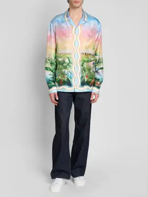 Casablanca Silk Long-sleeve Camp Shirt
