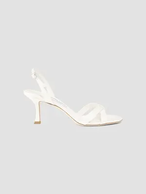 JIMMY CHOO Elsy 70mm Satin Slingback Sandals - Ivory