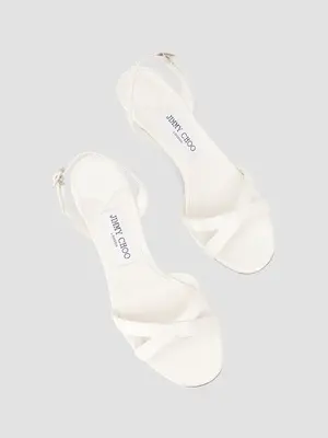 JIMMY CHOO Elsy 70mm Satin Slingback Sandals - Ivory