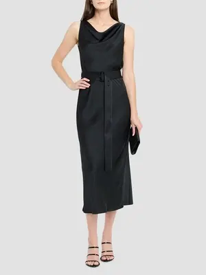 Lapointe Satin Belted Midi-dress