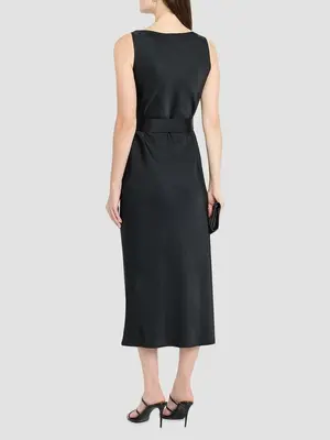 Lapointe Satin Belted Midi-dress