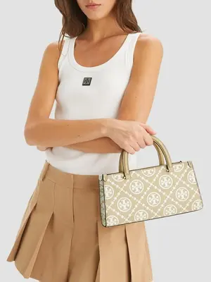 Tory Burch Small T Monogram Embossed Leather Top Handle Bag