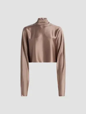 Lapointe Caftan Balloon-sleeve Turtleneck Satin Top - Cinder