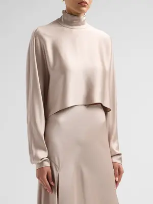Lapointe Satin Caftan Top - Washed Silver