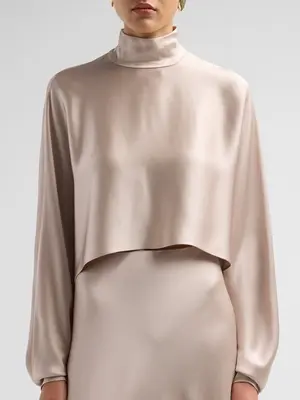 Lapointe Satin Caftan Top - Washed Silver