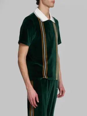 Casablanca Velour Striped Polo Shirt
