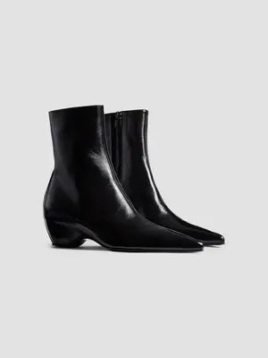 Khaite Sybil 40mm Leather Ankle Boots - Black