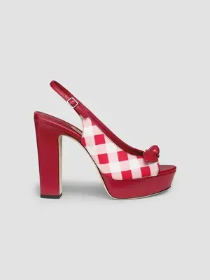 JIMMY CHOO Riviera Ziva 120mm Gingham Platform Slingback Sandals