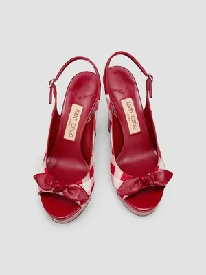 JIMMY CHOO Riviera Ziva 120mm Gingham Platform Slingback Sandals
