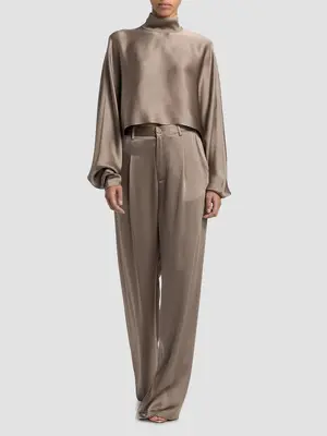 Lapointe Pleated Satin Relaxed-fit Pants