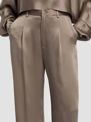 Lapointe Pleated Satin Relaxed-fit Pants
