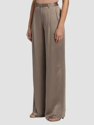 Lapointe Pleated Satin Relaxed-fit Pants