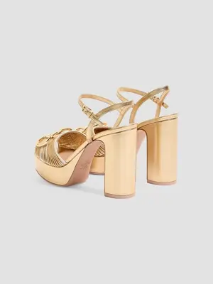 Valentino Garavani Vlogo 115mm Signature Metallic Platform Sandals