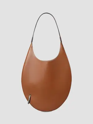 Tory Burch Pierced Leather Shoulder Bag Aged Tan
