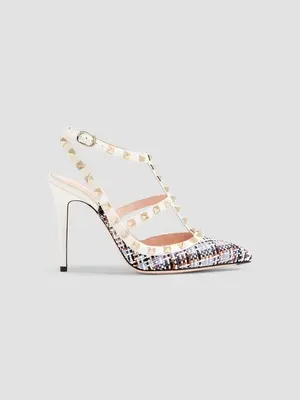 Valentino Garavani Rockstud 100mm Pumps In Woven Fabric