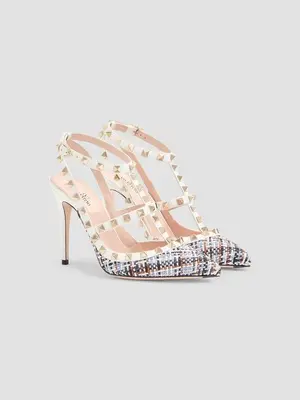 Valentino Garavani Rockstud 100mm Pumps In Woven Fabric