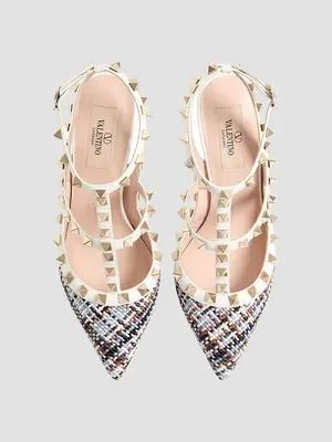 Valentino Garavani Rockstud 100mm Pumps In Woven Fabric