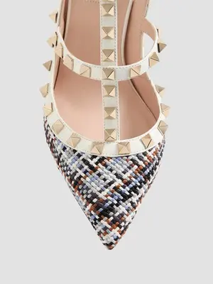 Valentino Garavani Rockstud 100mm Pumps In Woven Fabric