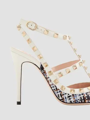 Valentino Garavani Rockstud 100mm Pumps In Woven Fabric