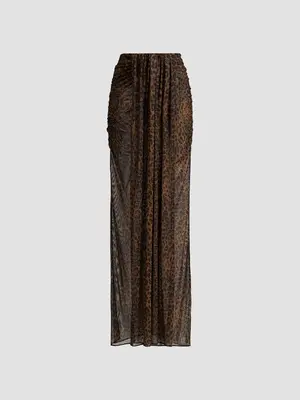 Lapointe Mesh Draped Skirt - Leopard