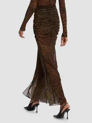 Lapointe Mesh Draped Skirt - Leopard