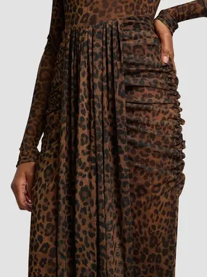 Lapointe Mesh Draped Skirt - Leopard