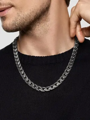 David Yurman Curb Chain Angular Link Necklace In Titanium, 11.5mm