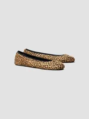Tory Burch Minnie Leopard-print Travel Ballet Flats
