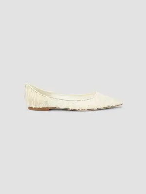 JIMMY CHOO Love Mesh & Sequins Ballet Flats - Ivory